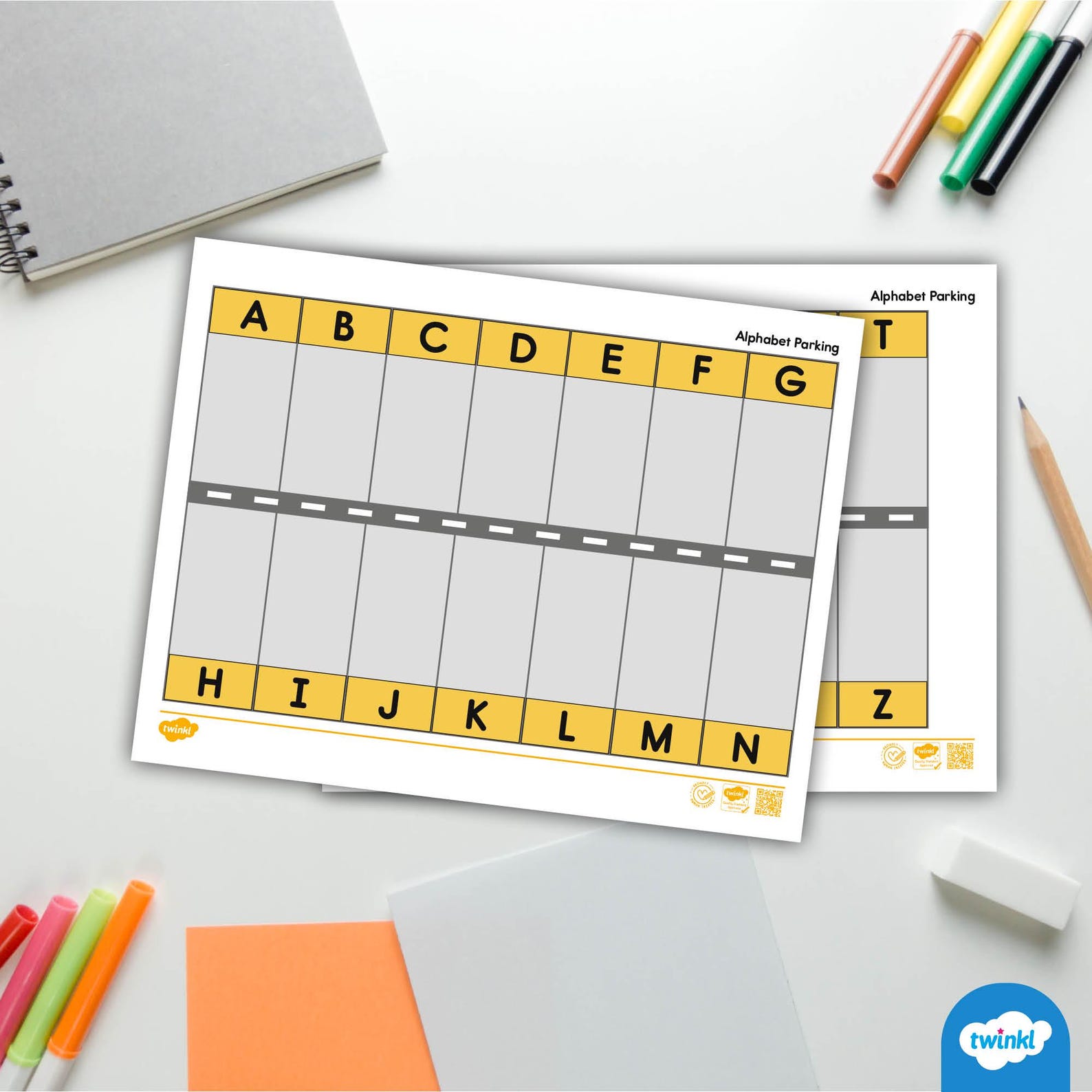 Parking Lot Letter Matching Cut & Paste Worksheet – Alphabet Activity ...