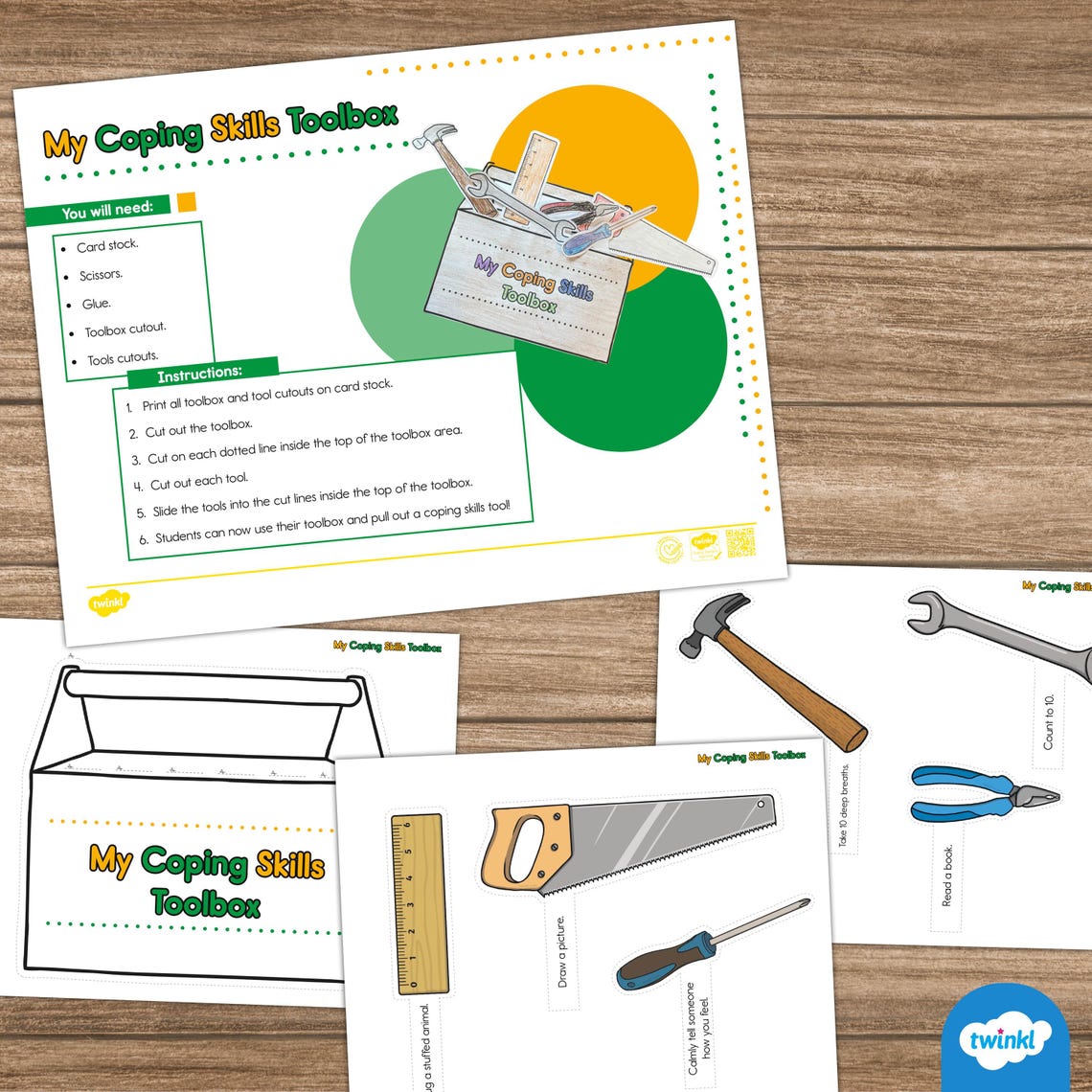 Coping Skills Toolbox SEL Activity | Therapy Worksheet & Counseling ...