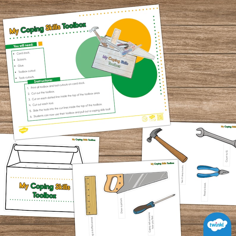 Coping Skills Toolbox SEL Activity | Therapy Worksheet & Counseling ...