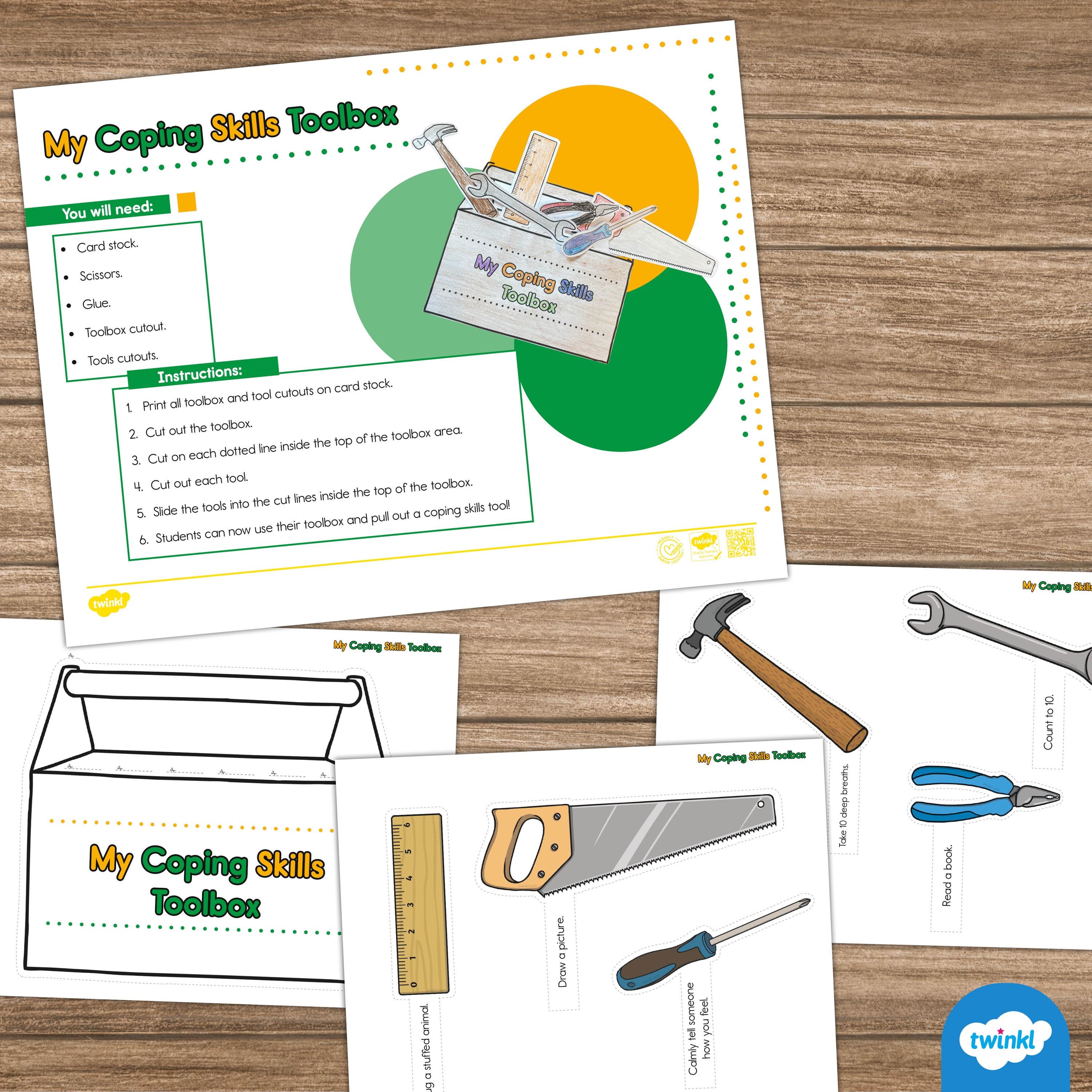 Coping Skills Toolbox SEL Activity | Therapy Worksheet & Counseling ...