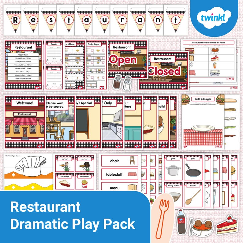 Restaurant Dramatic Play Pack - Etsy