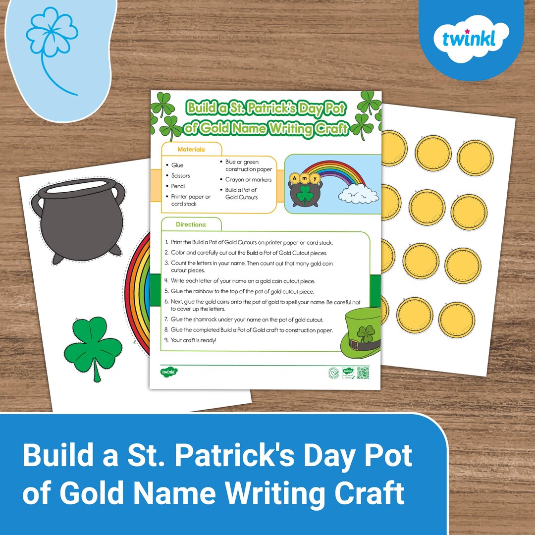 Build a St. Patrick's Day Pot of Gold Name Writing Craft - Etsy