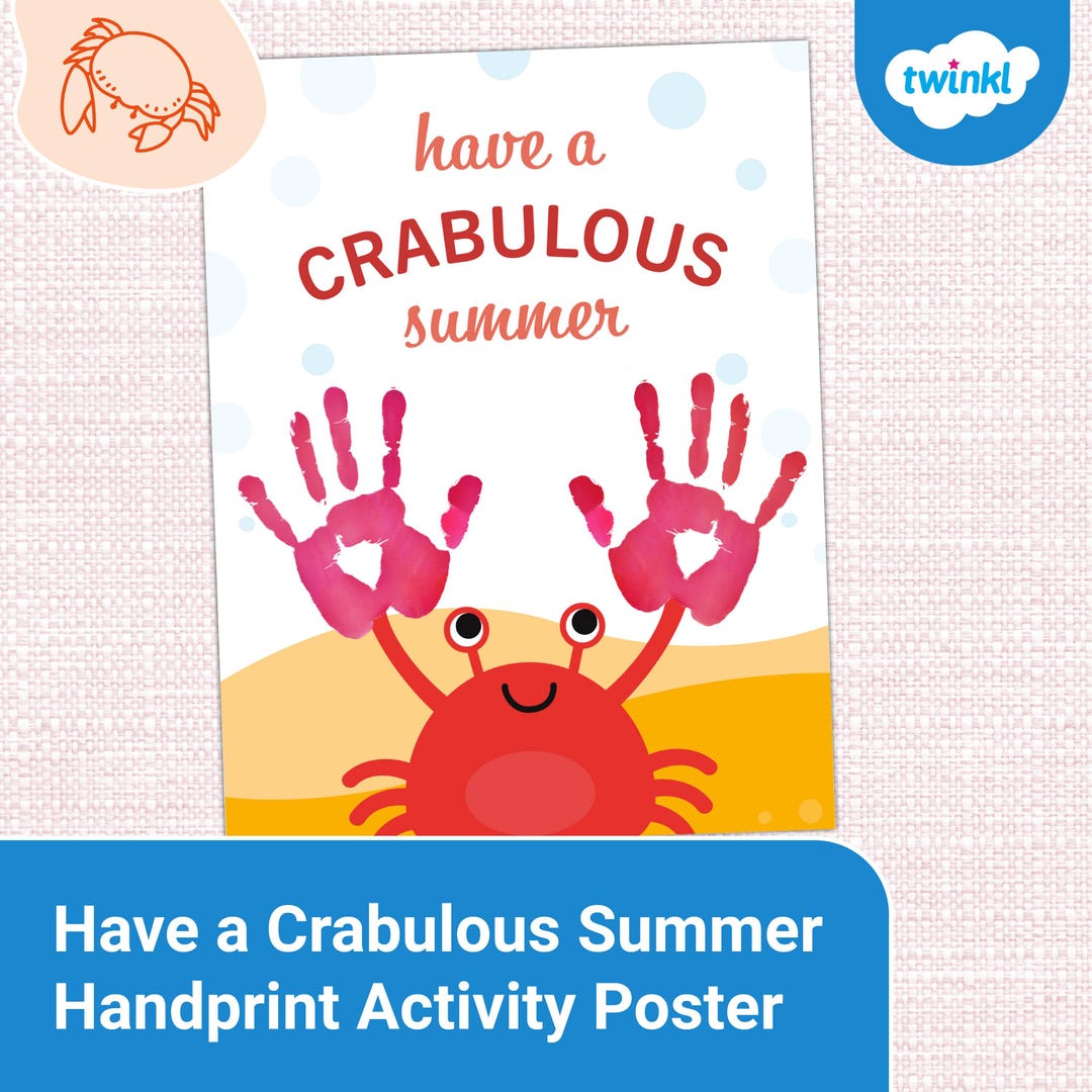 Have a Crabulous Summer Handprint Activity Poster - Etsy