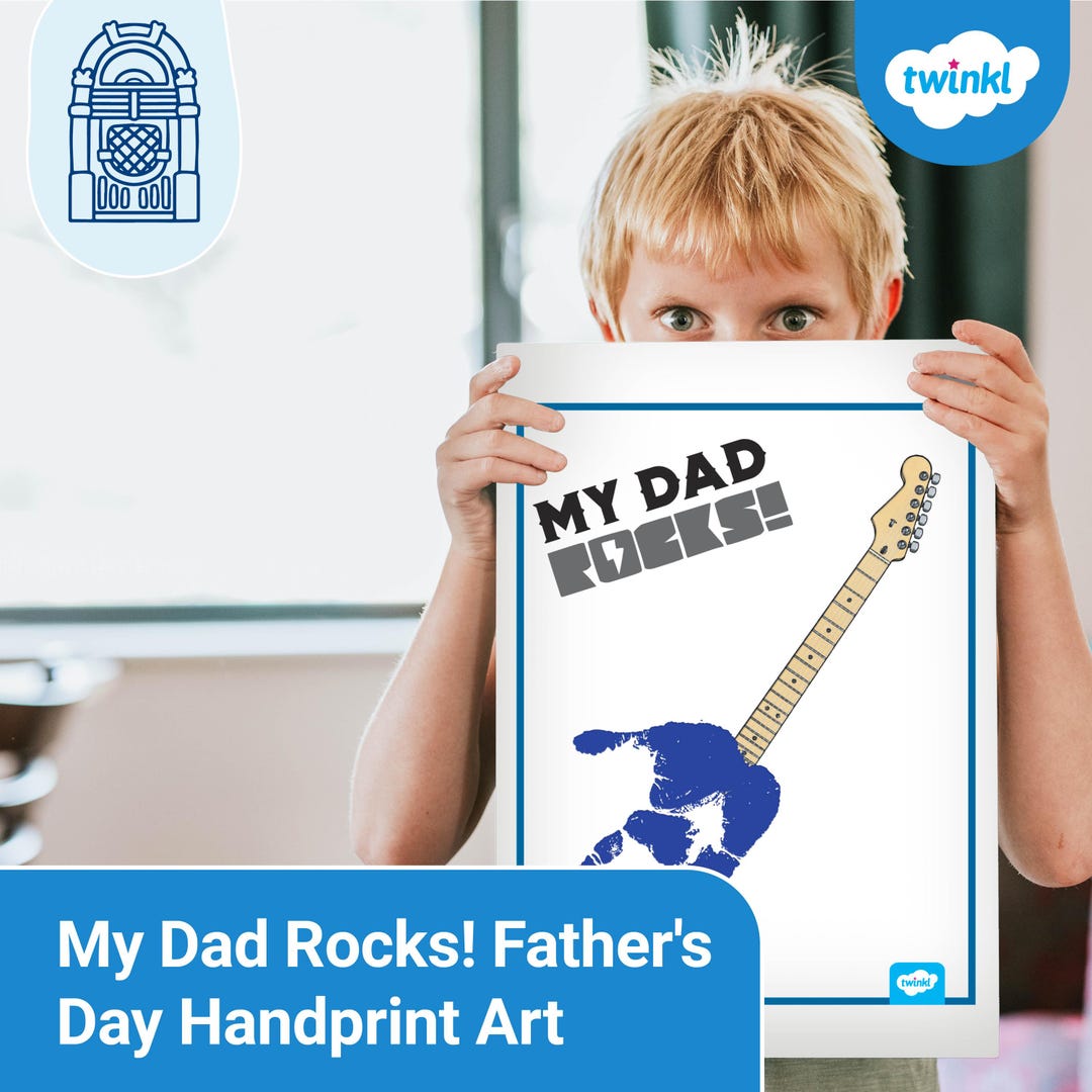 My Dad Rocks! Father's Day Handprint Art - Etsy