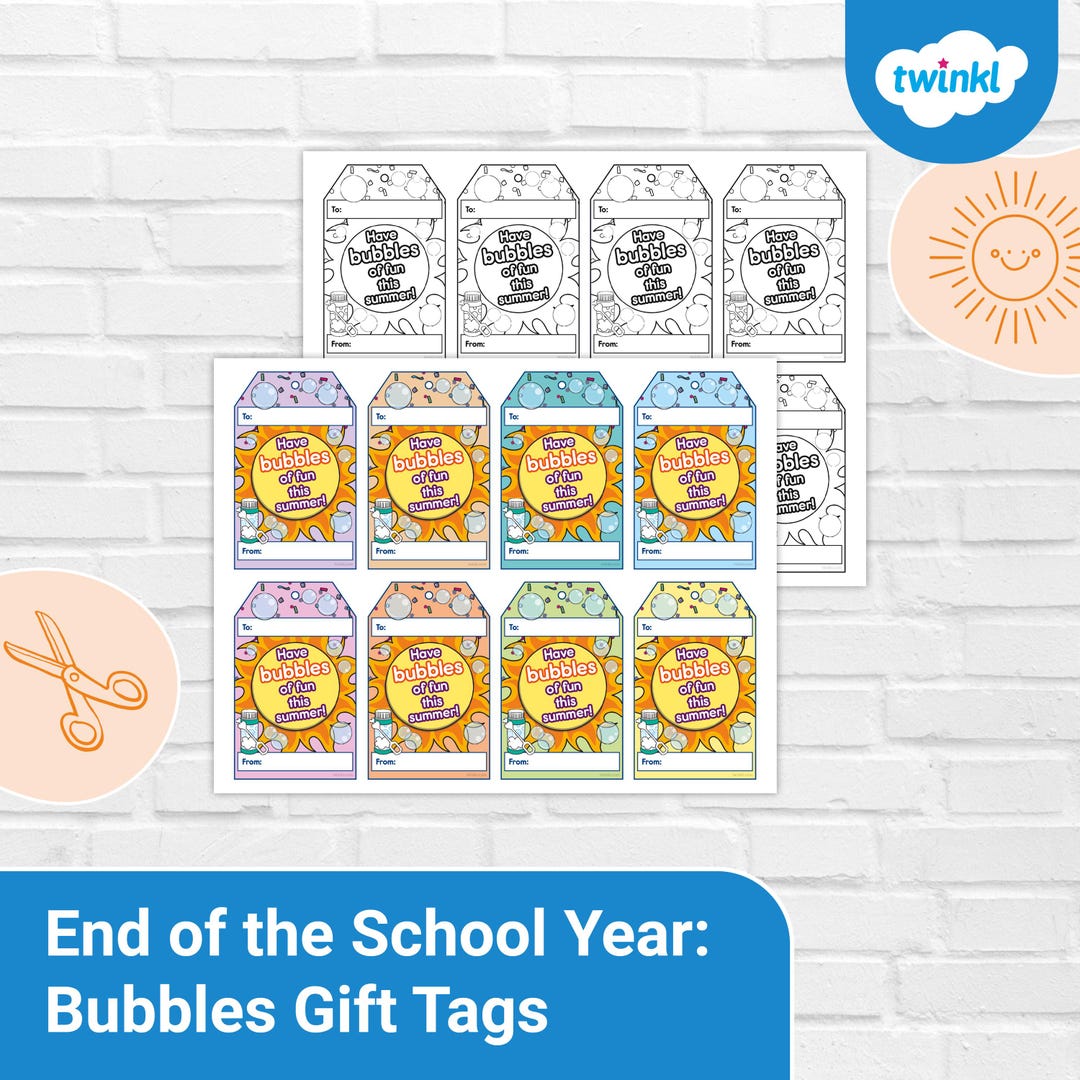 End of the School Year: Bubbles Gift Tags - Etsy