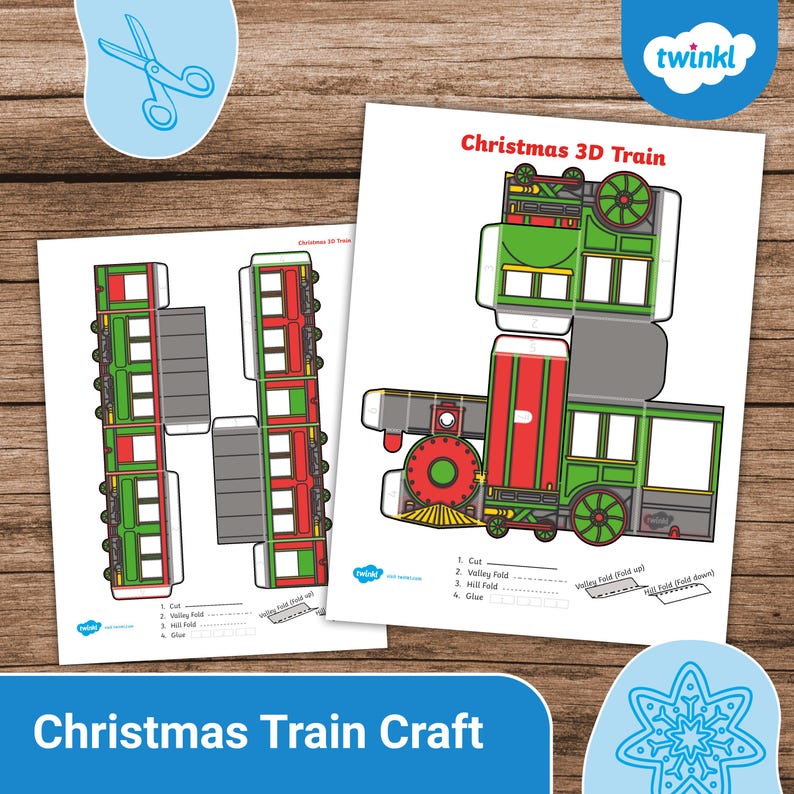 Printable Christmas Train 3D Paper Craft for Kids - Etsy