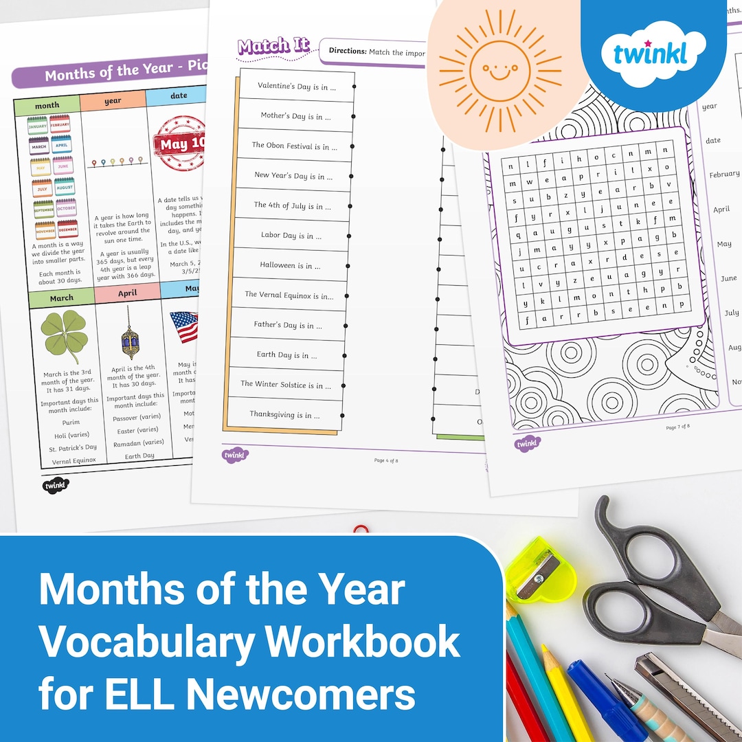 Months of the Year Vocabulary Workbook for ELL Newcomers - Etsy