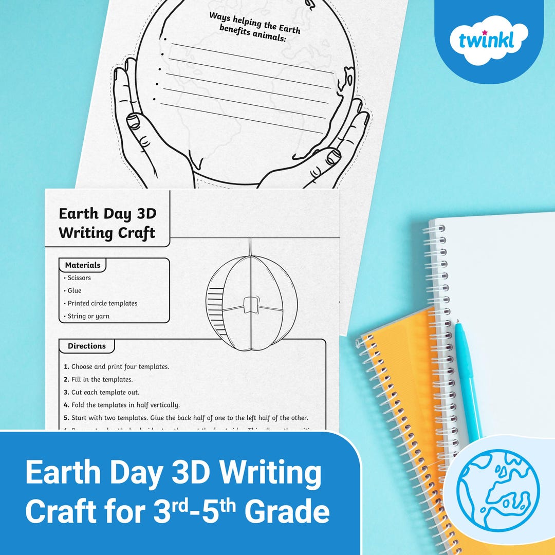 Earth Day 3D Writing Craft for 3rd-5th Grade - Etsy