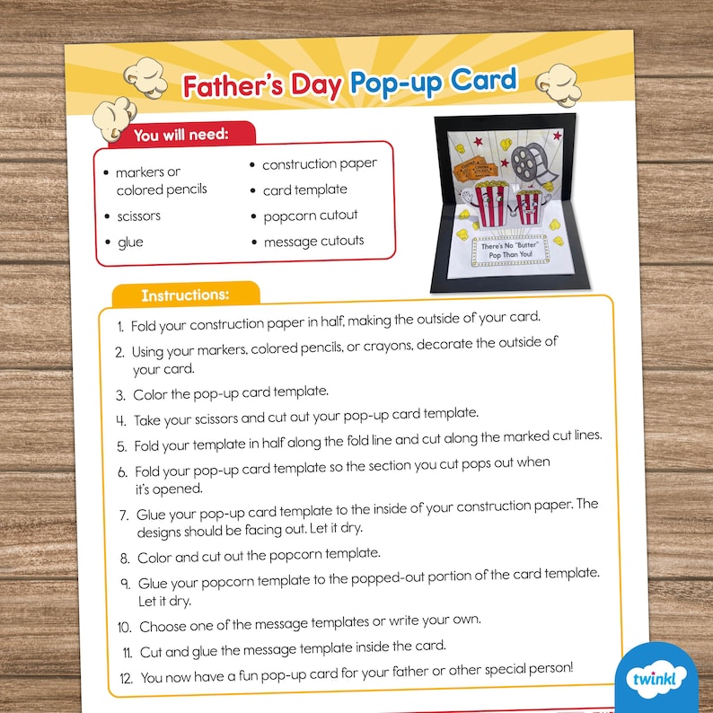 Father's Day Pop-up Card Craft - Etsy