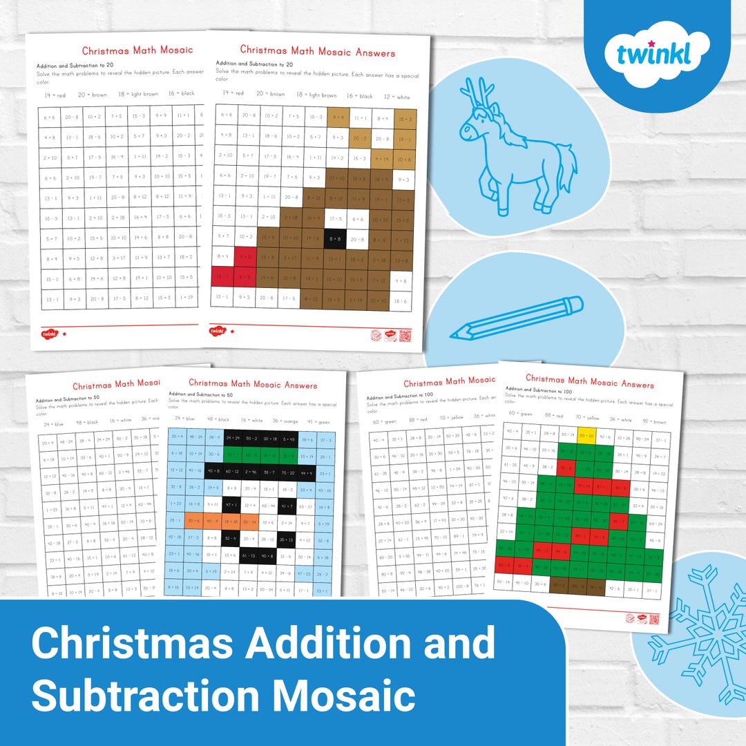 Christmas Math Coloring Worksheets for Kids – PDF Download - Etsy