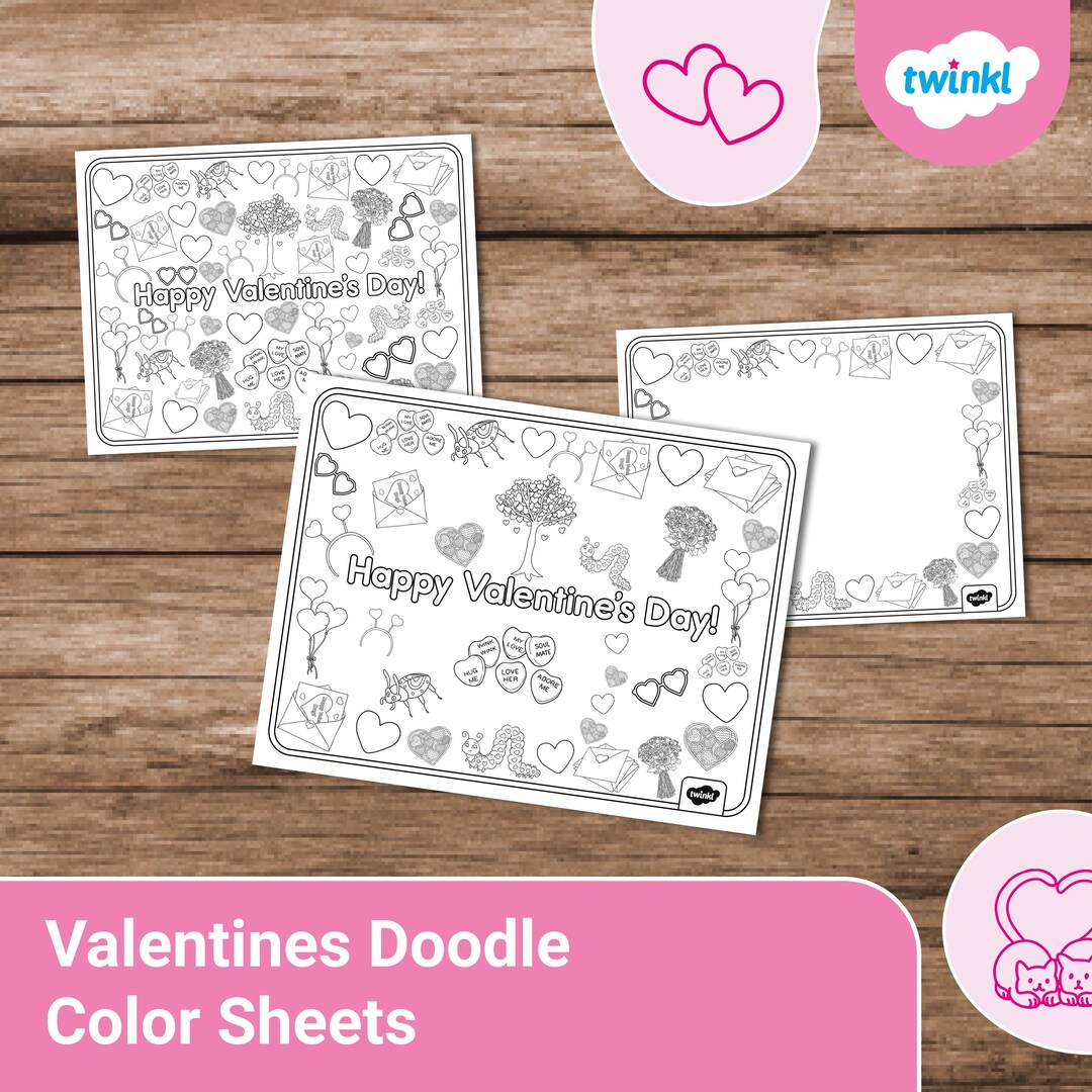 Let's Doodle! Valentine's Day Coloring Sheets - Etsy