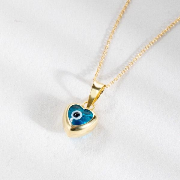 Tiny Heart Evil Eye Necklace - Etsy