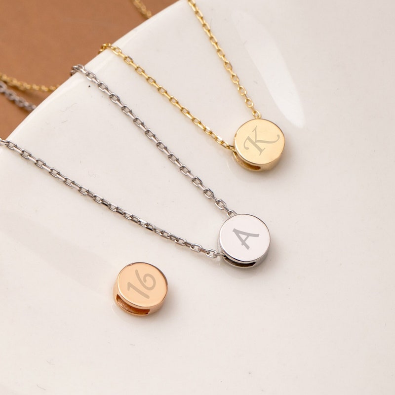 Initial Disc Pendant - Etsy UK