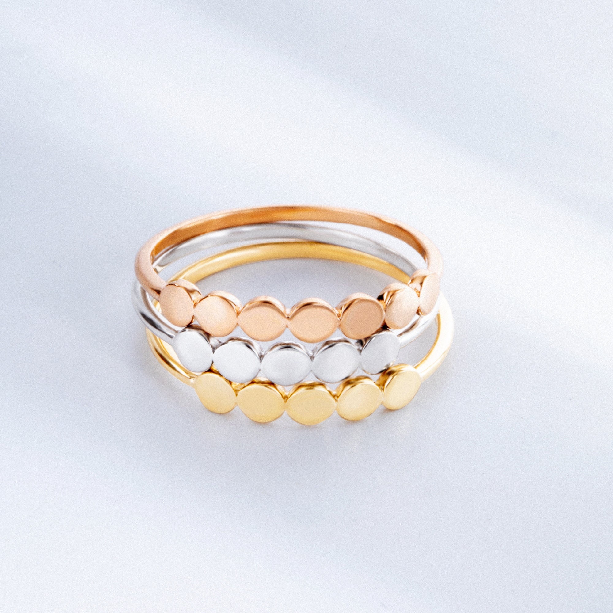 Tiny Dot Ring in 14K 18K Real Gold Personalized Stackable - Etsy