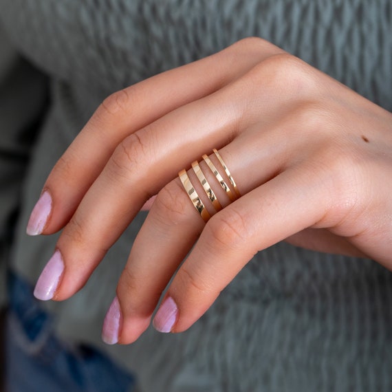 Simple Classic Promise Ring 14K 18K Solid Gold Thin Thumb Ring Men s Women s Wedding Ring Dainty Stacking Rings Minimal Engagement Band Etsy