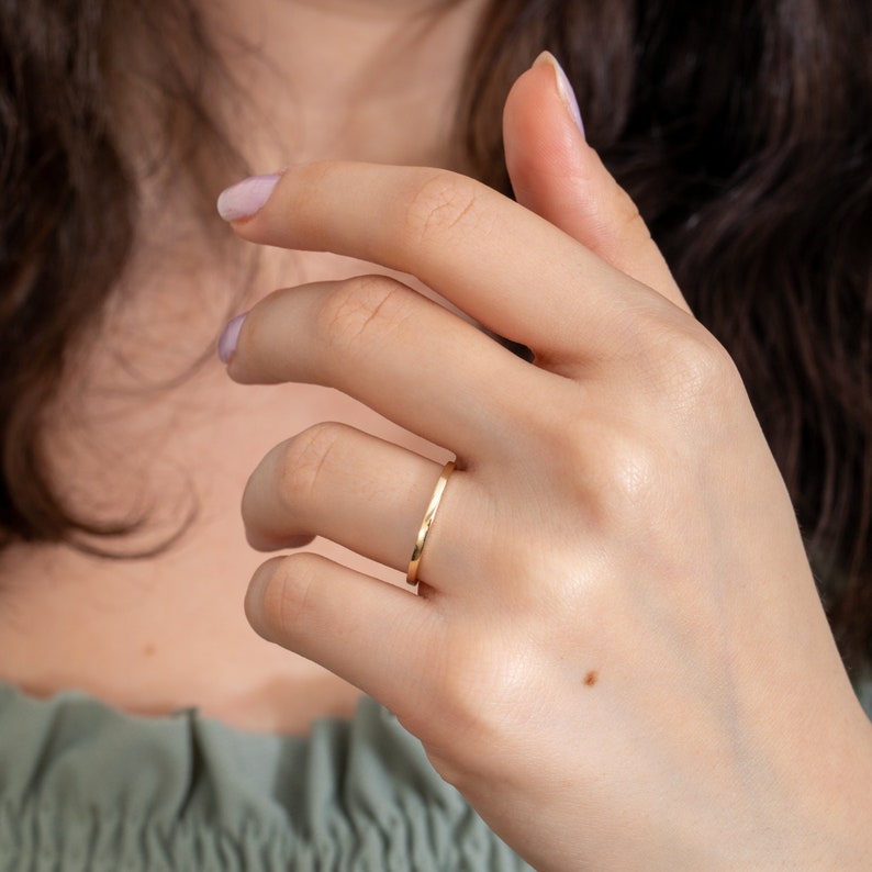 Simple Classic Promise Ring 14K 18K Solid Gold Thin Thumb - Etsy