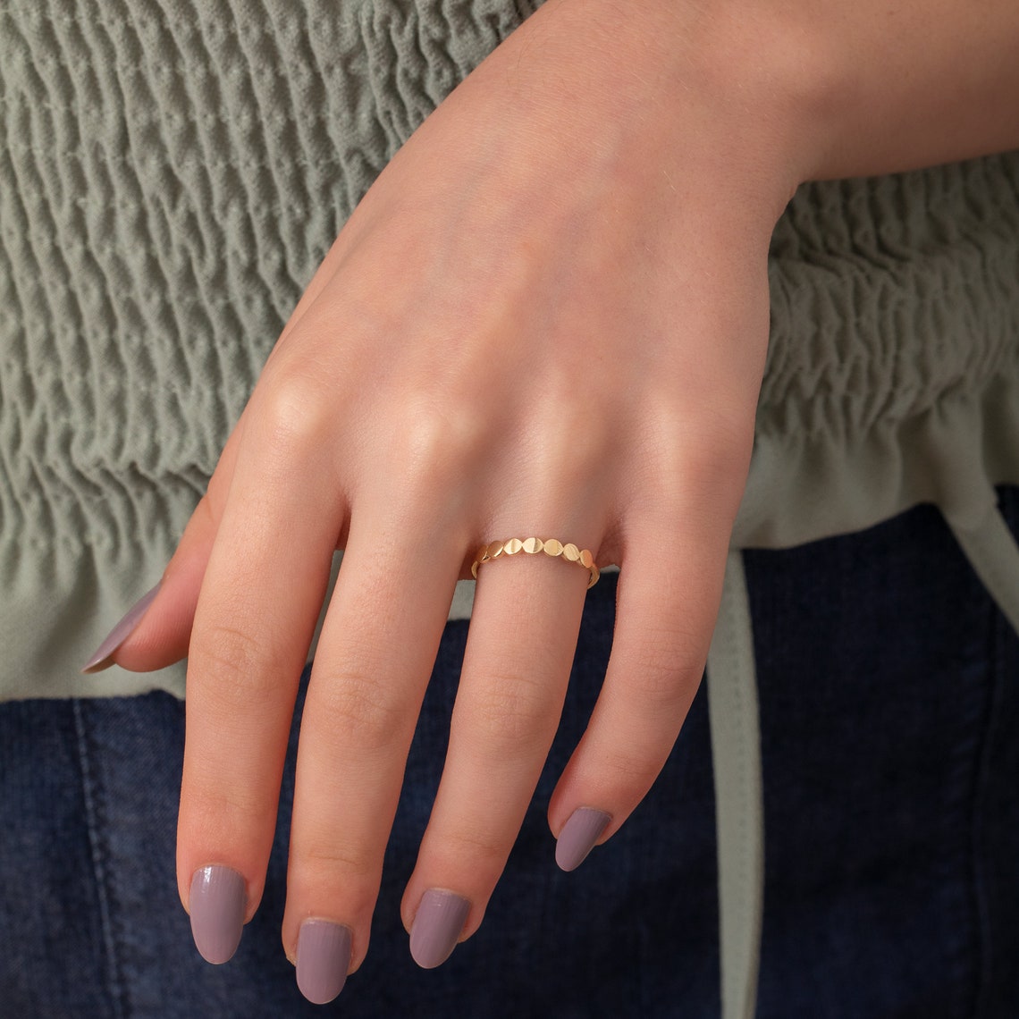 Tiny Dot Ring in 14K 18K Real Gold Personalized Stackable - Etsy