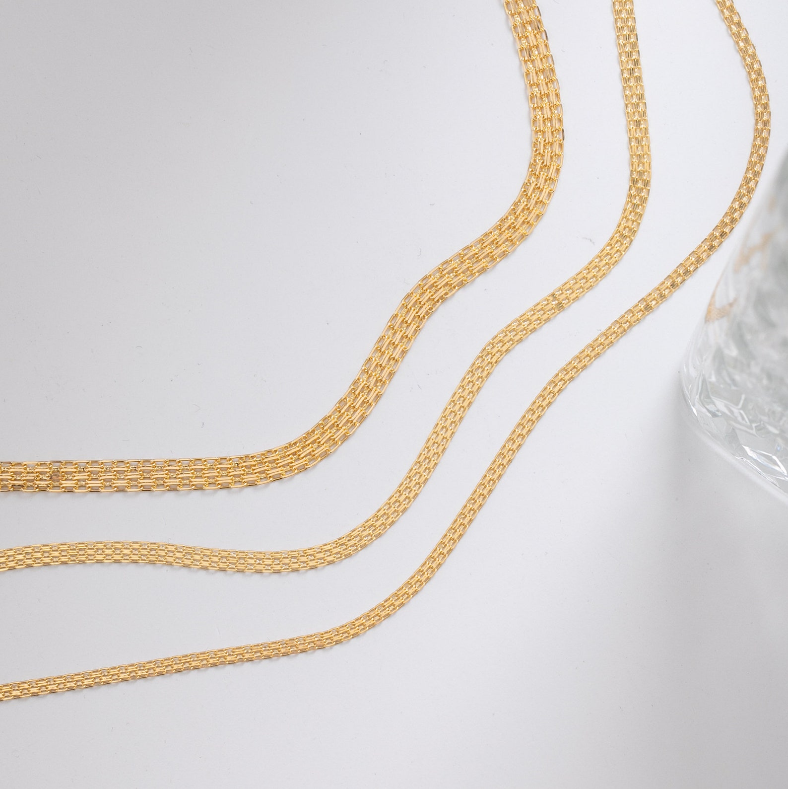 14K Solid Gold Bismarck Curb Chain Stack Link Necklace - Etsy