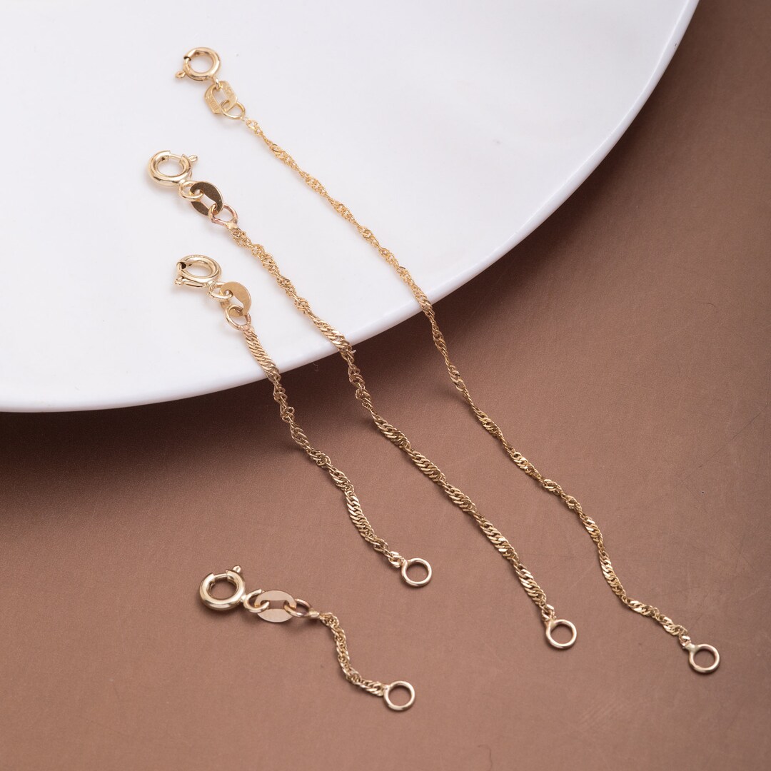 14K Real Gold Extender Singapore Chain for Lengthen Necklace or ...