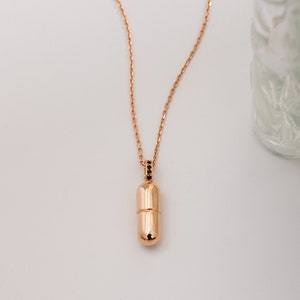 14K 18K Solid Gold Cylinder Capsule Urn Pendant, Ash Holder Pill ...