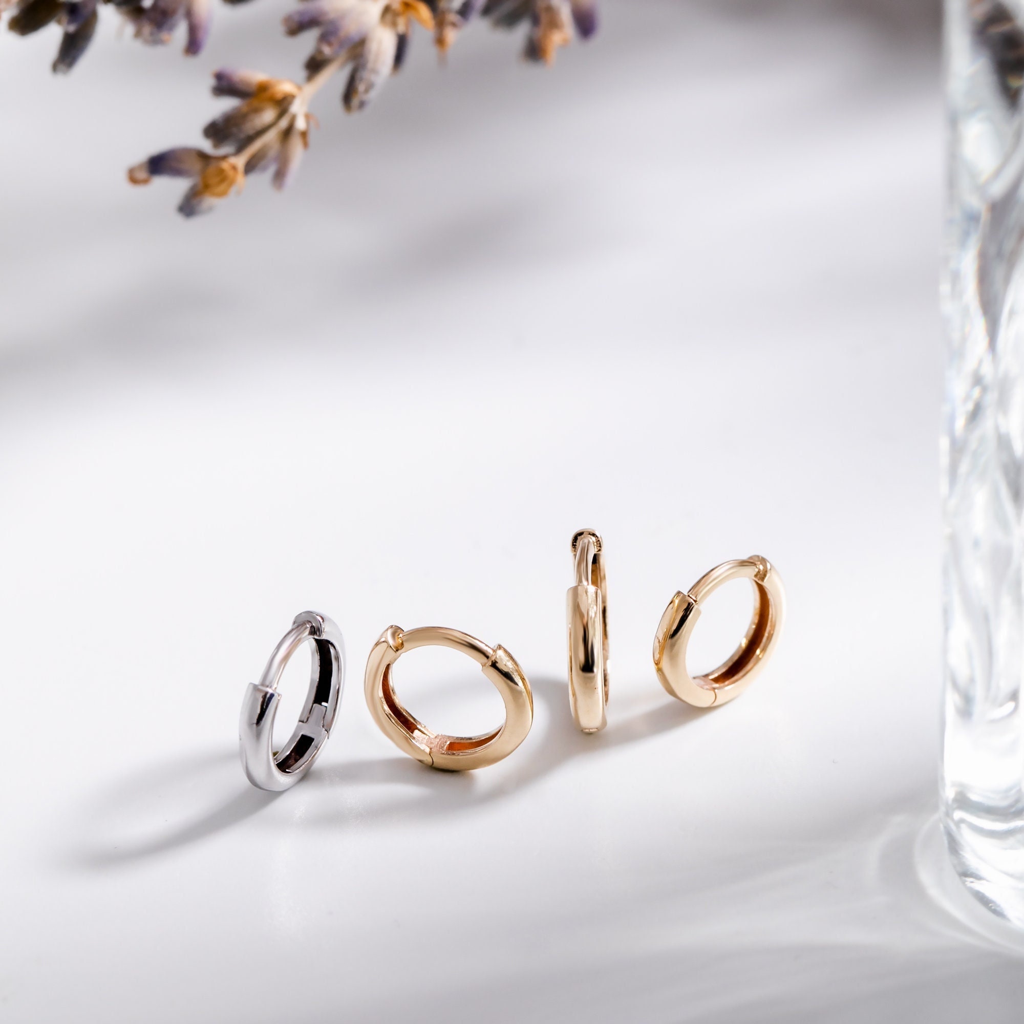 Small Mini Hoop Earrings in 14K 18K Solid Gold Dainty Hoops - Etsy