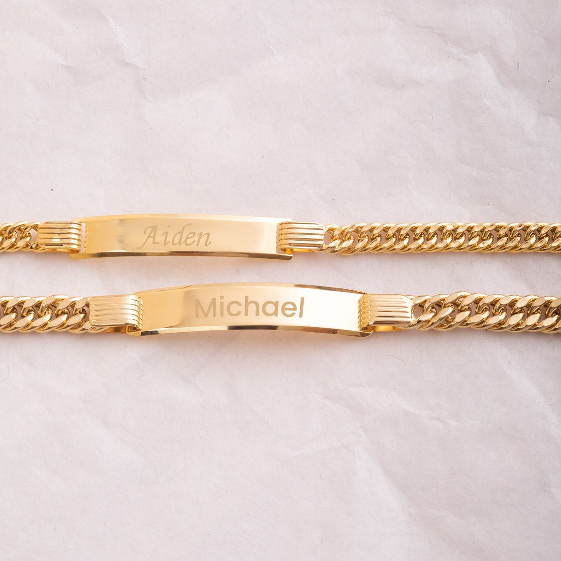 14K Real Gold Custom Name Baby Boy Girl ID Bracelet Hollow - Etsy