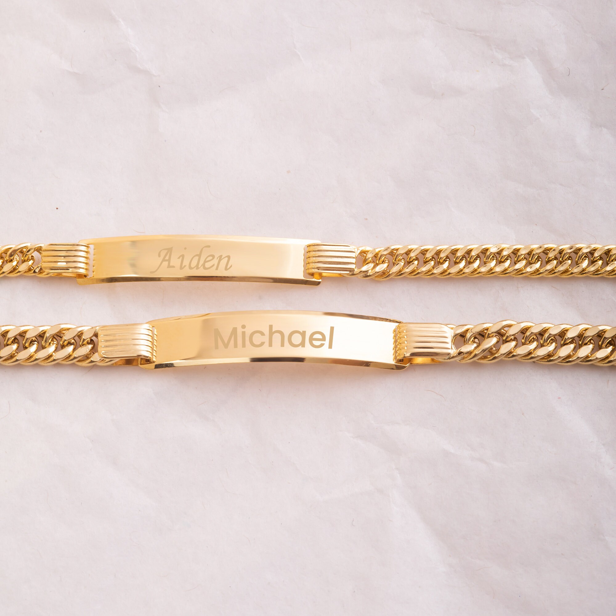 14K Real Gold Custom Name Baby Boy Girl ID Bracelet Hollow - Etsy