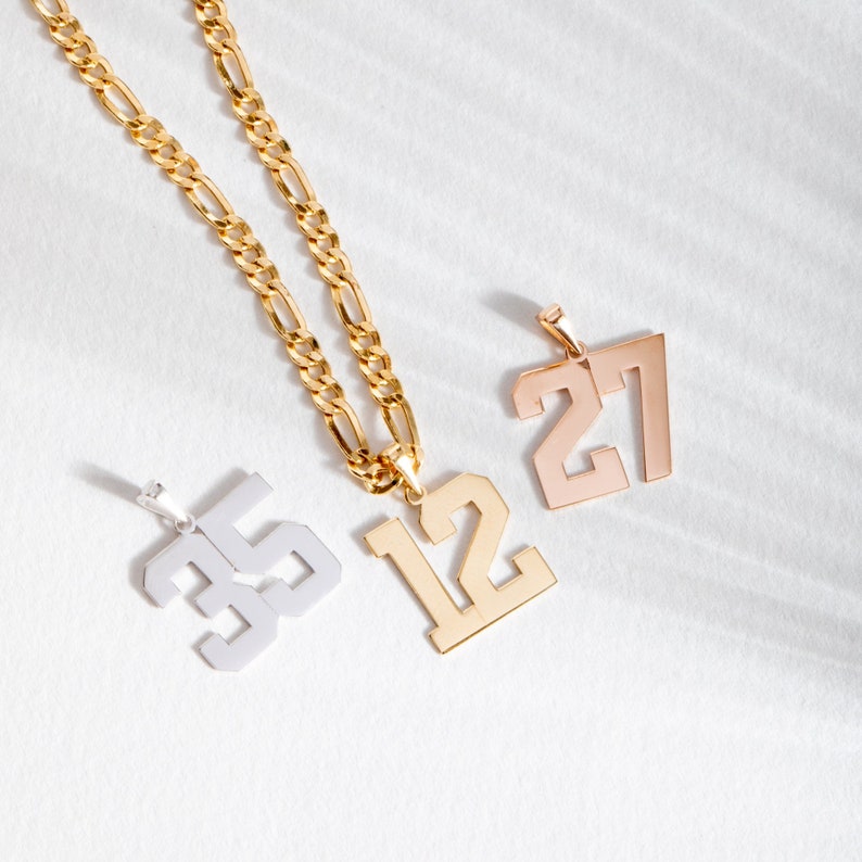 Custom Number Pendant 14K 18K Solid Gold Sports Number Lucky - Etsy