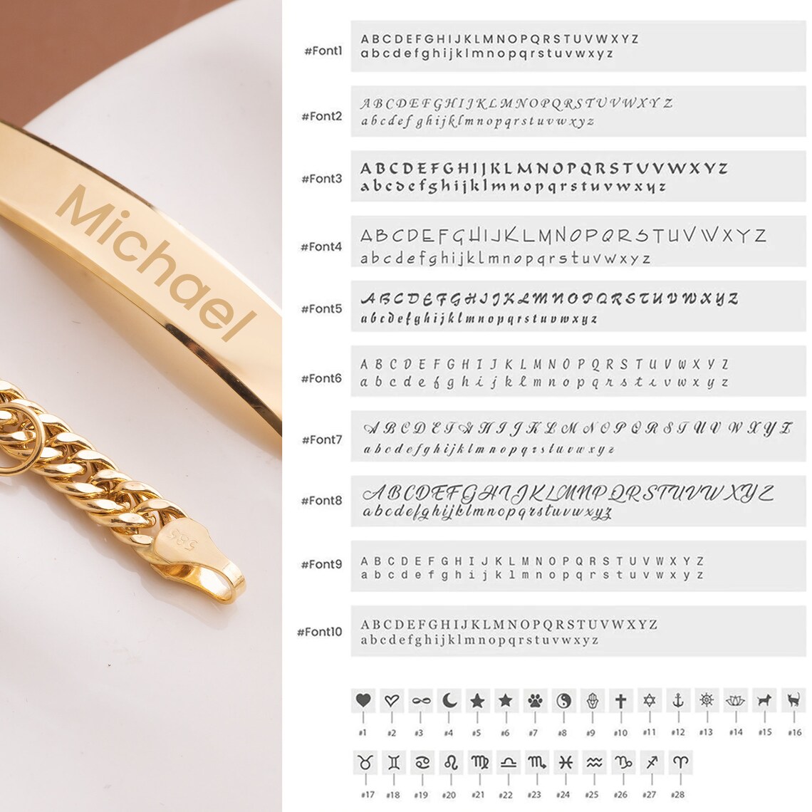 14K Real Gold Custom Name Baby Boy Girl ID Bracelet Hollow - Etsy
