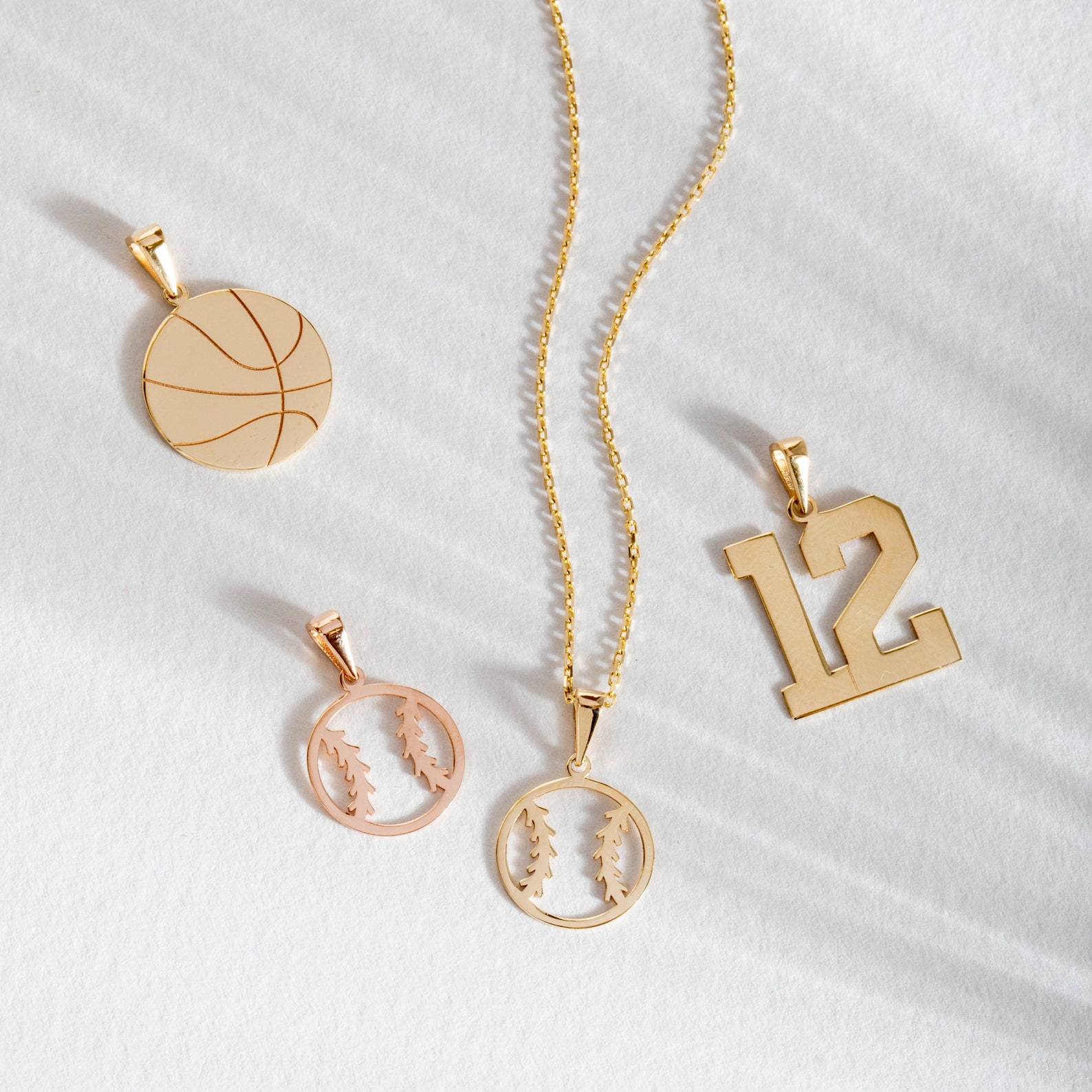 Custom Number Pendant 14K 18K Solid Gold Sports Number Lucky - Etsy