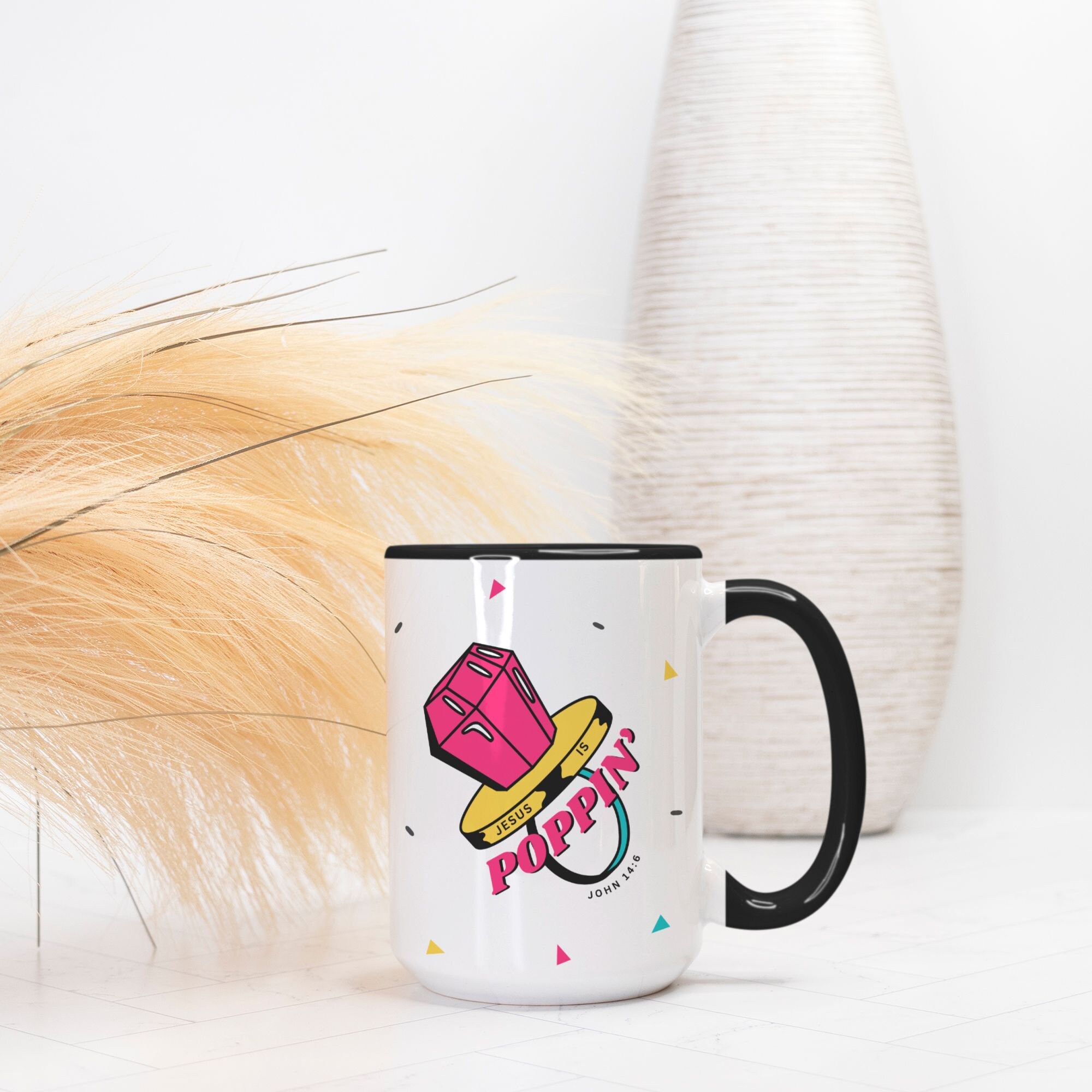 Retro Jesus is Poppin' Mug Deluxe 15 Oz. (black + White) - Etsy