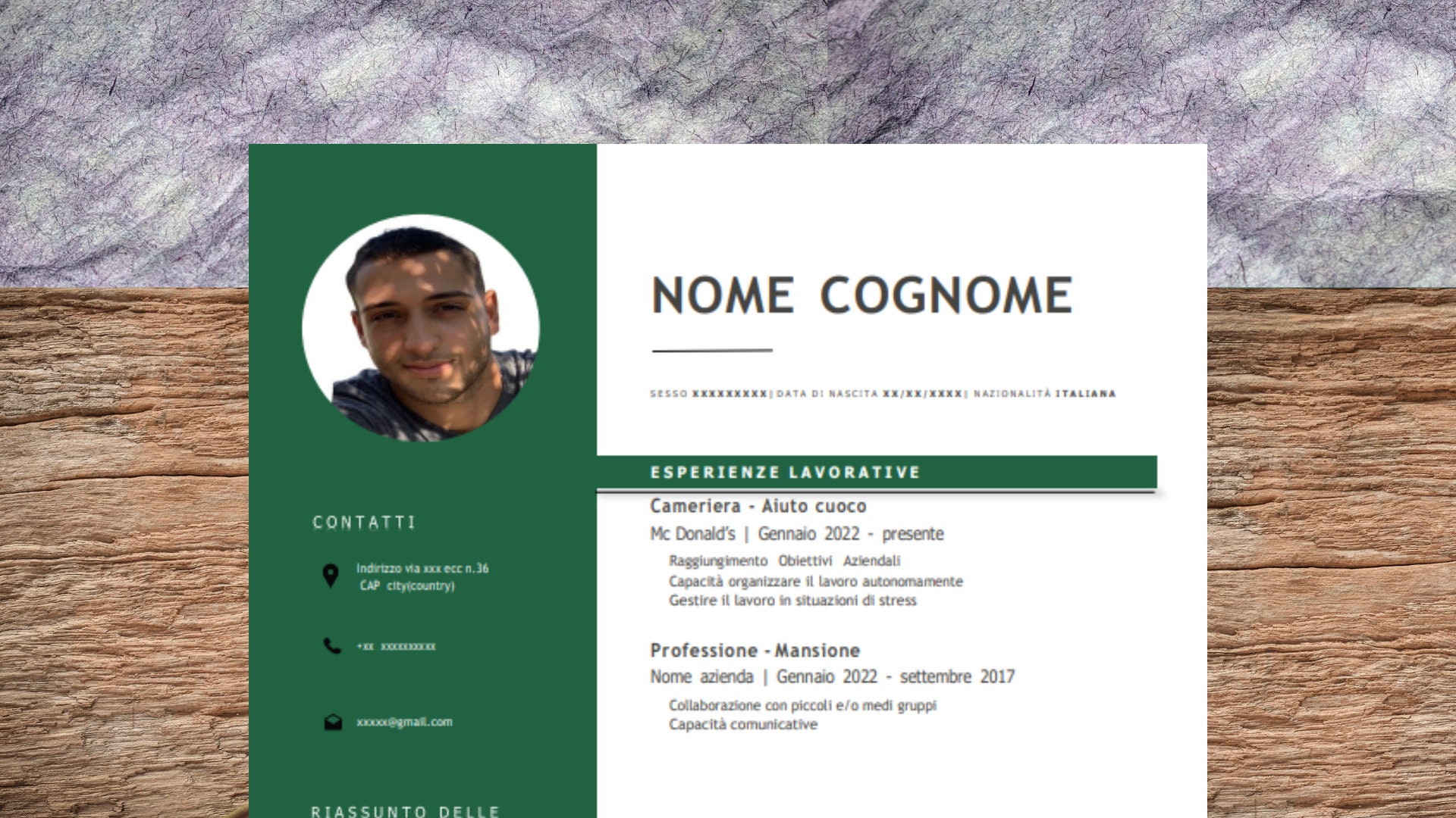Curriculum Vitae Template, ITALIAN, Word and Convertible, Template ...