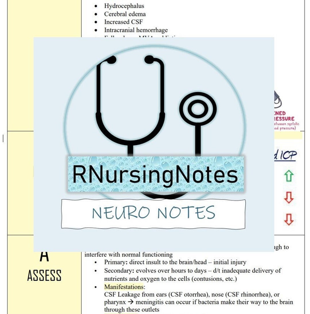 Neuro Nursing Notes Bundle - 23 PAGES - Etsy