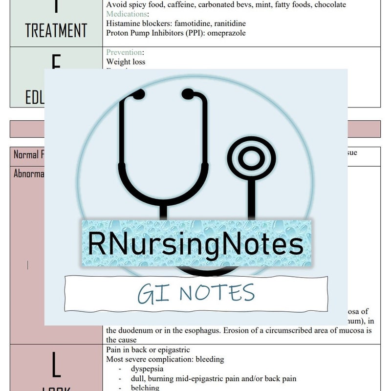 Gi System Nursing Notes - Etsy