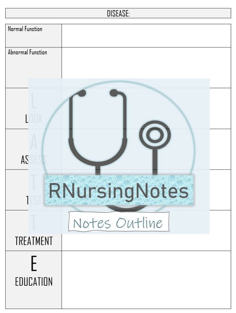 Nursing Notes Outline | Etsy