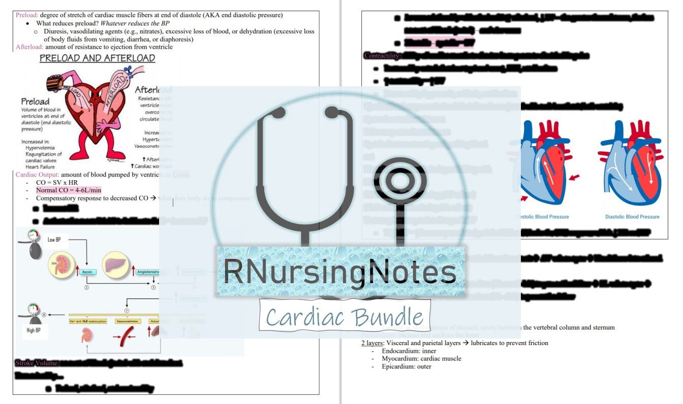 Cardiac Nursing Notes Bundle 21 PAGES | Etsy