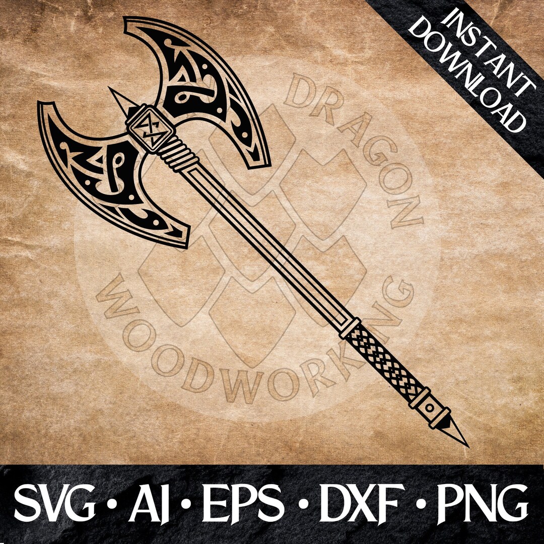 Battle Axe SVG, Battle Axe Clip Art, RPG Games, Role Playing Game SVG ...
