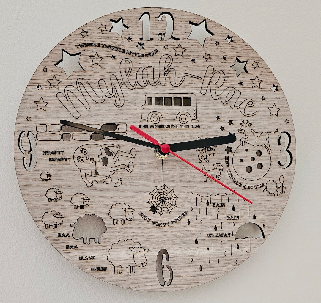 Personalised Nursery Rhymes Clock for Nursery Room or Child's Room ...