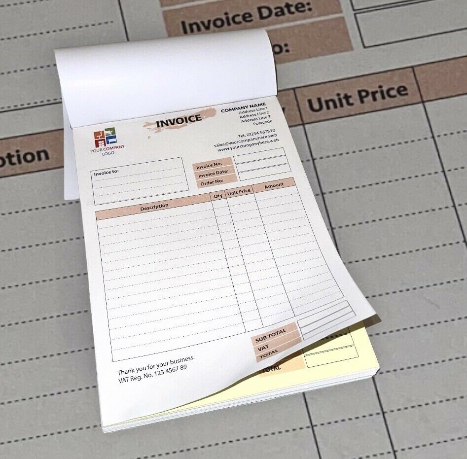 A5 Personalised Invoice Book Pad 50 Sets NCR Pad Print | Etsy UK