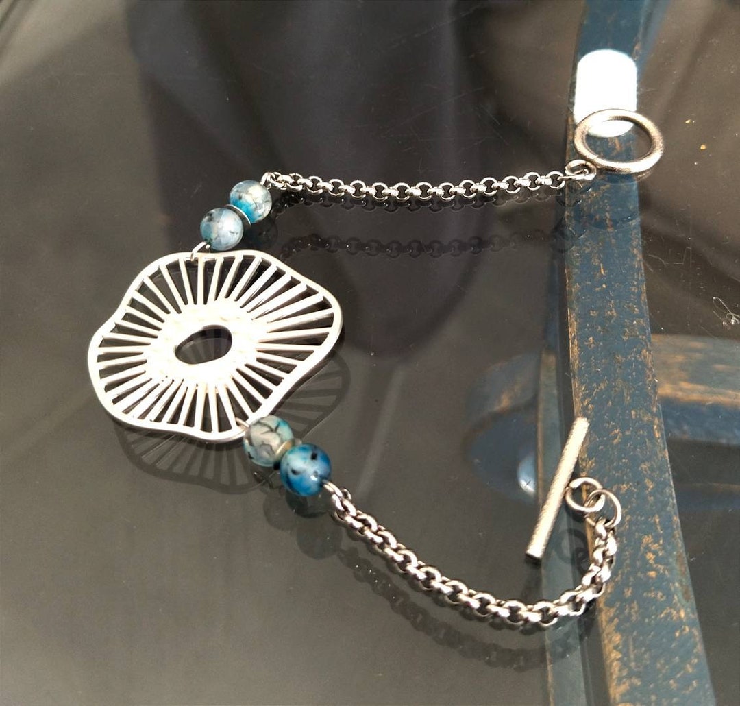 Pretty Snake Vein Agate Bracelet - Etsy