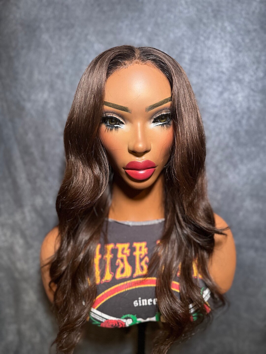 Dark Brown Layered 6x6 HD Lace Custom Raw Wig 200% Density Ready to ...