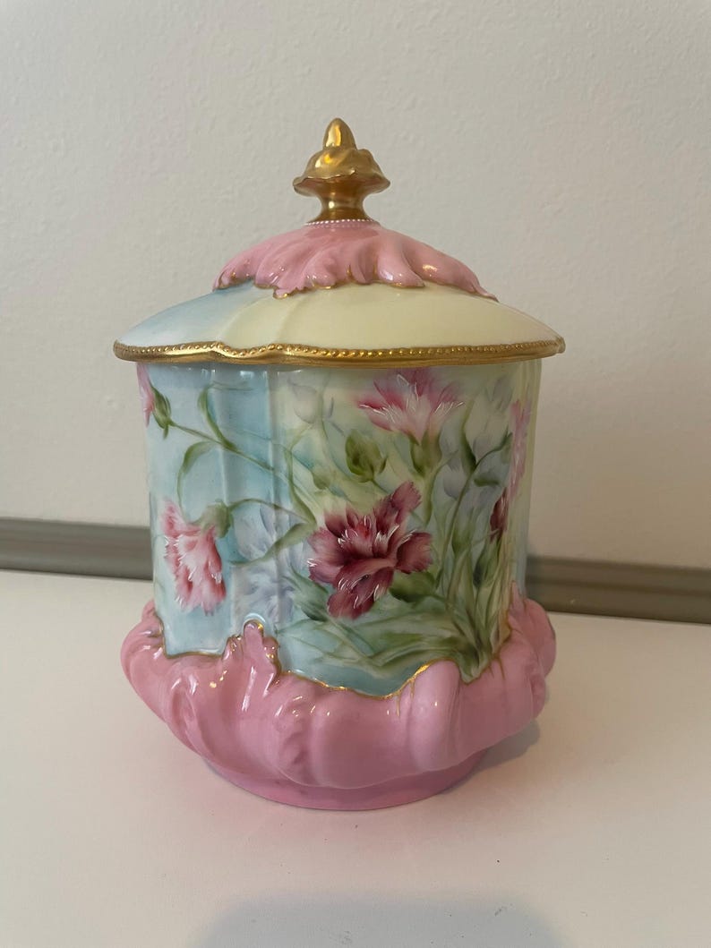 Biscuit/cookie Jar – Vintage – Leonard Vienna, Austria – Pink and Gold ...