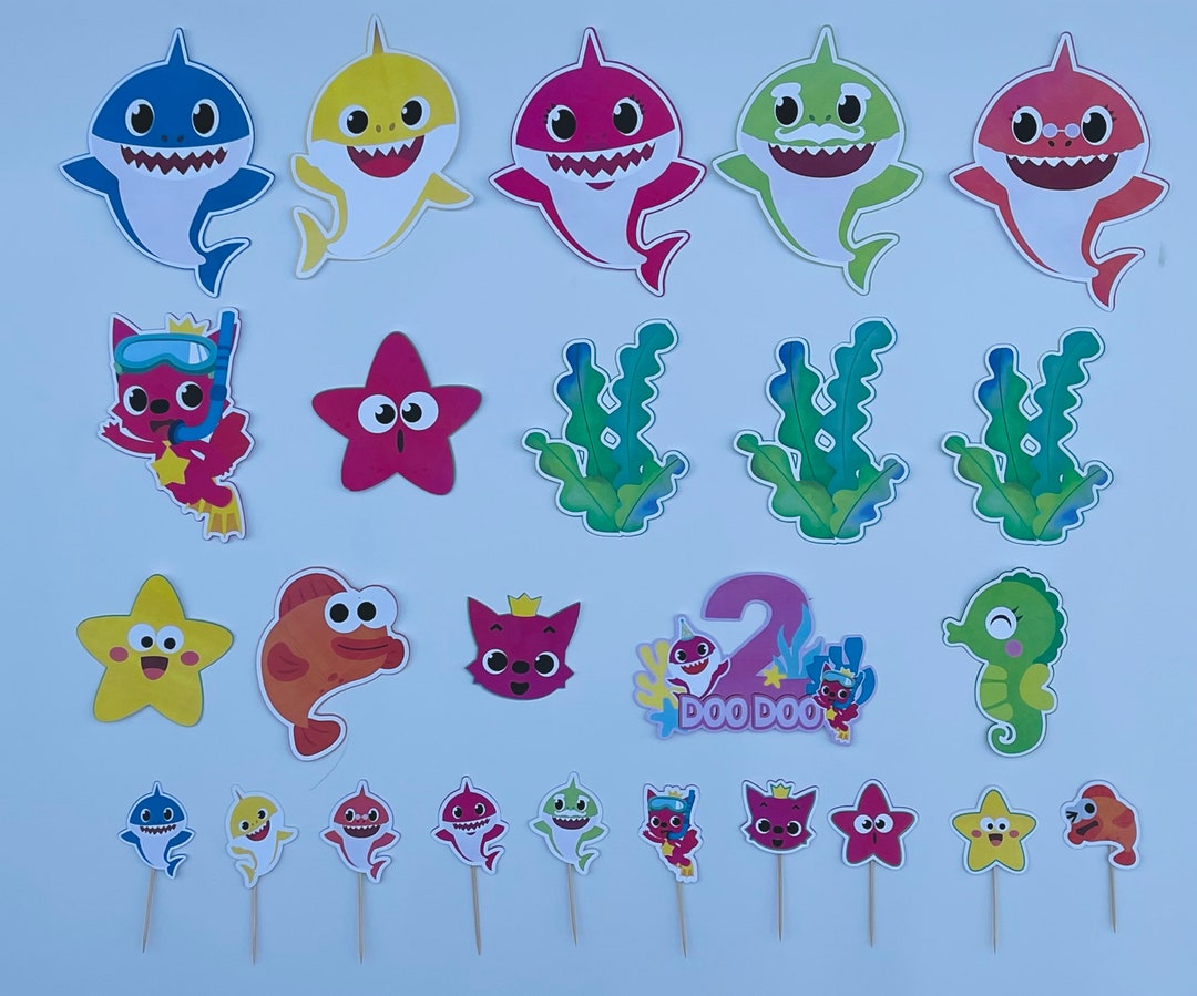 Baby Shark Cutouts and Cupcake Topper - Etsy
