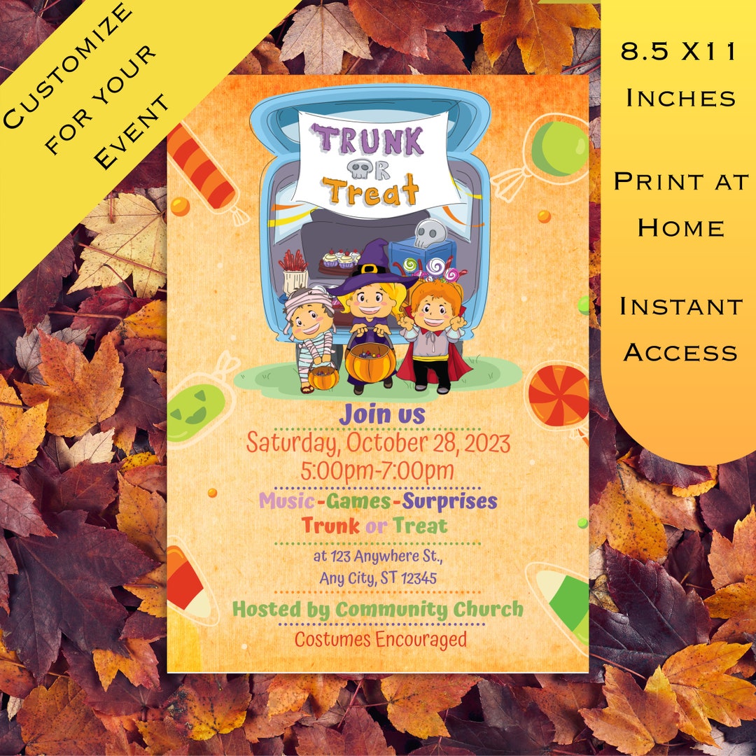 Editable Trunk or Treat Halloween Flyer 8.5x11 - Etsy
