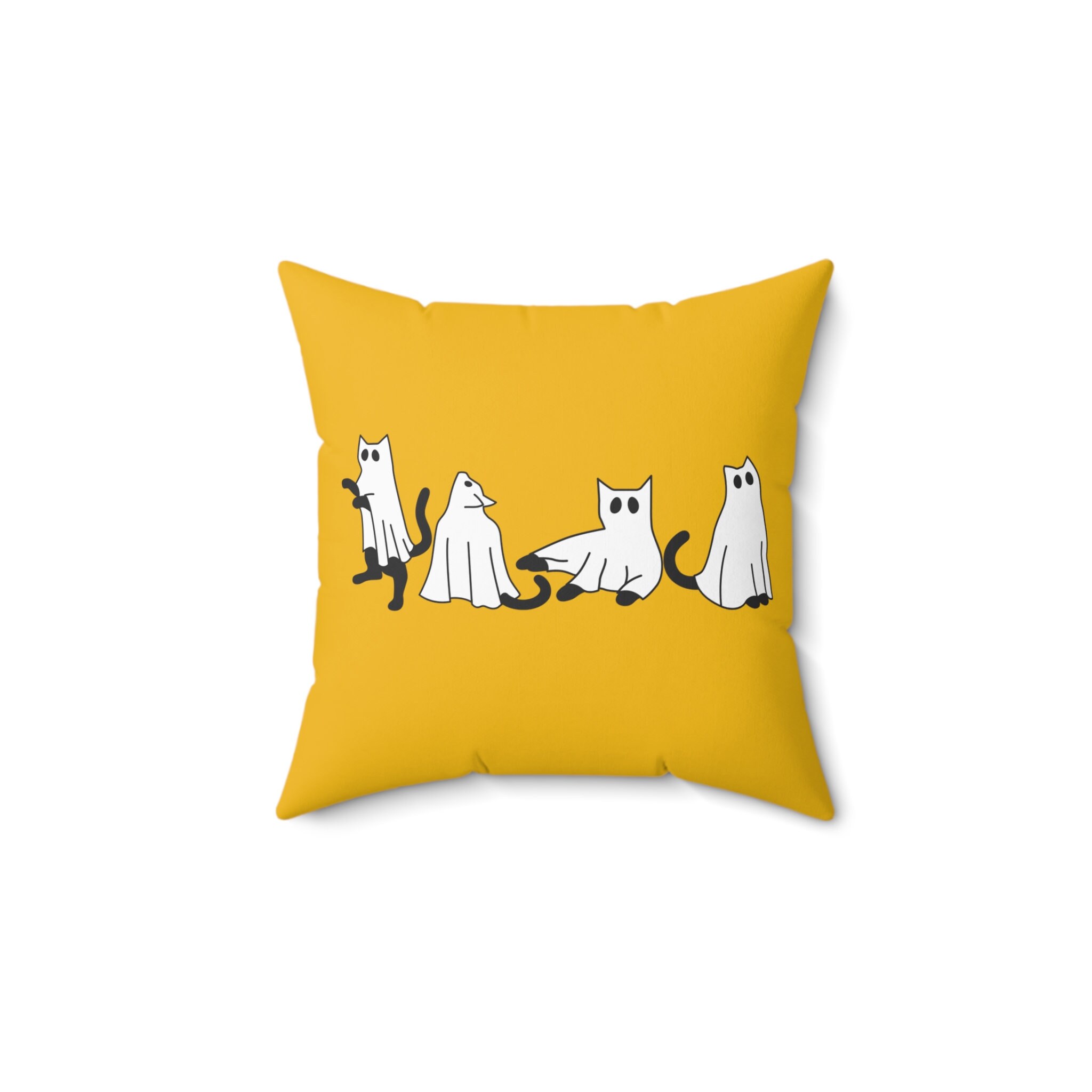 Ghost Cat Halloween Pillow Ghost Cat Pillow Yellow Pillow - Etsy