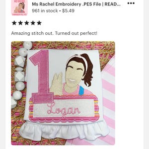 Ms Rachel Embroidery .PES File | READ DESCRIPTION - Etsy