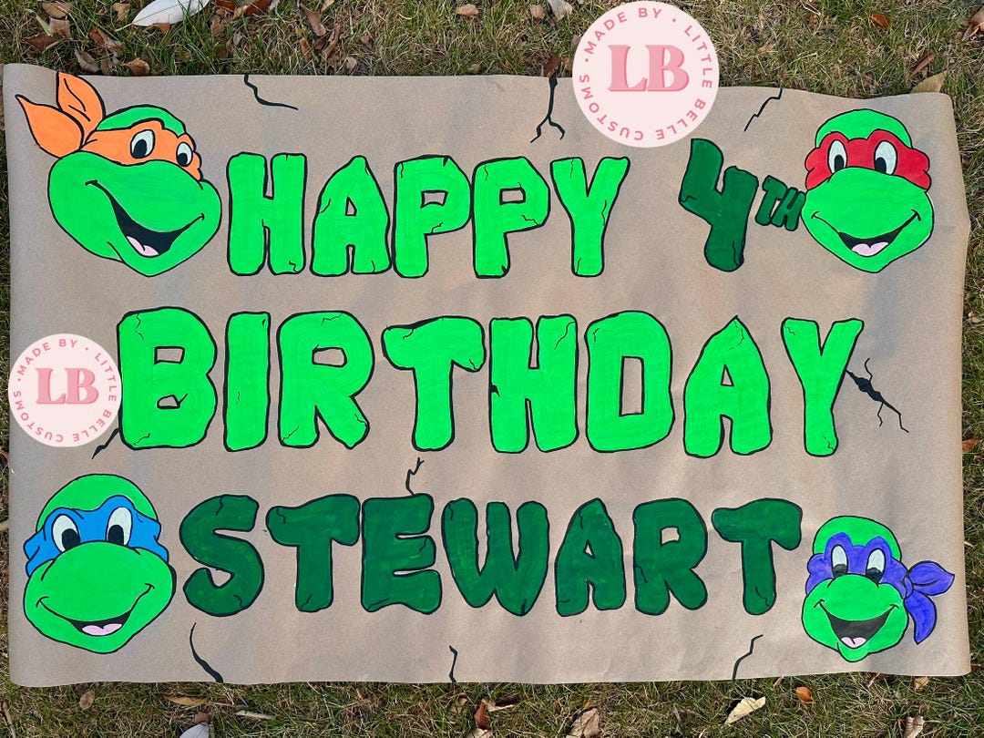 Ninja Turtle Painted Banner Custom Hand-painted Ninja Turtle Party ...