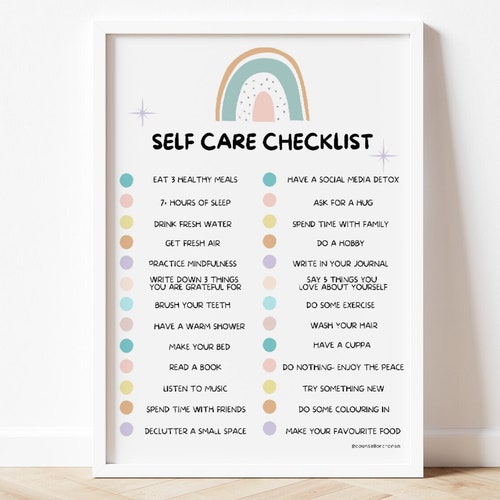 Daily Self Care Check in Poster Self Love Poster Check in - Etsy