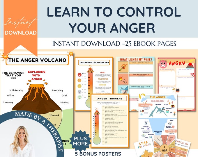 Anger Management Worksheets for Kids PRINTABLE Managing Emotions ...