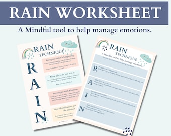 Rain Mindfulness Worksheet Therapy Worksheet Therapy Office - Etsy